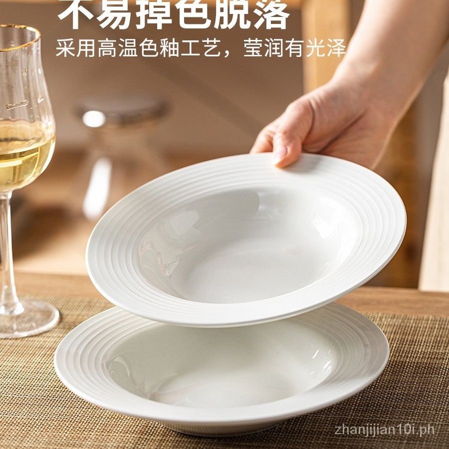 Straw hat plate ceramic deep plate salad plate pasta Japanese-style ...