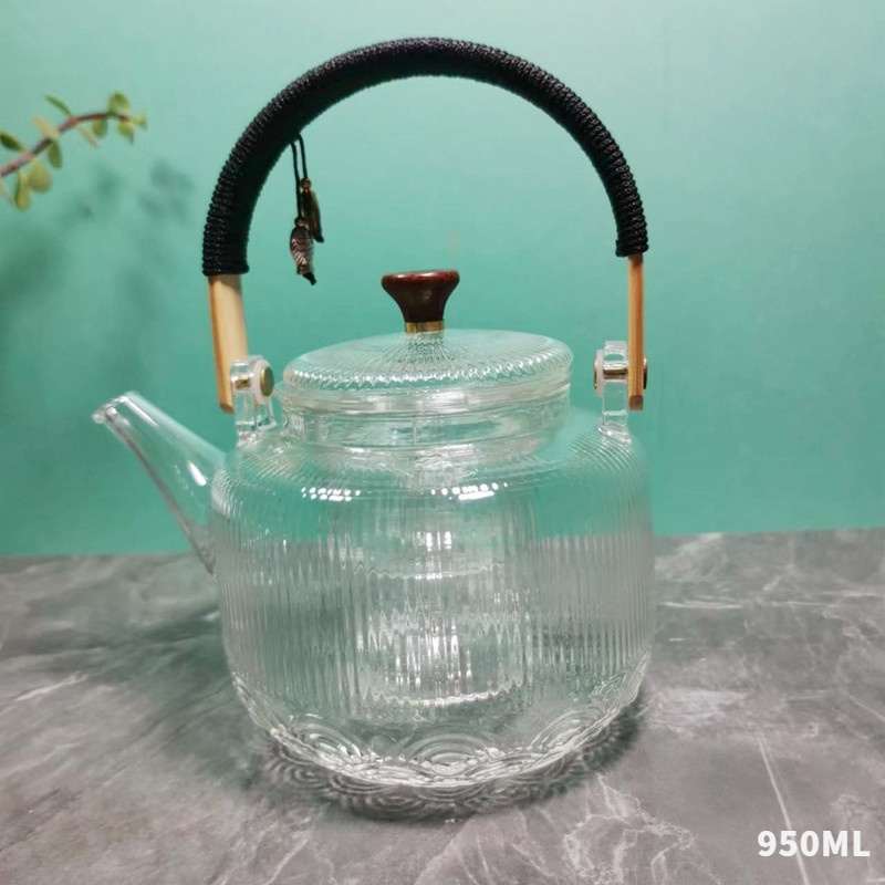 Japanese-style Wooden Handle High Borosilicate Vertical Grain Pot ...