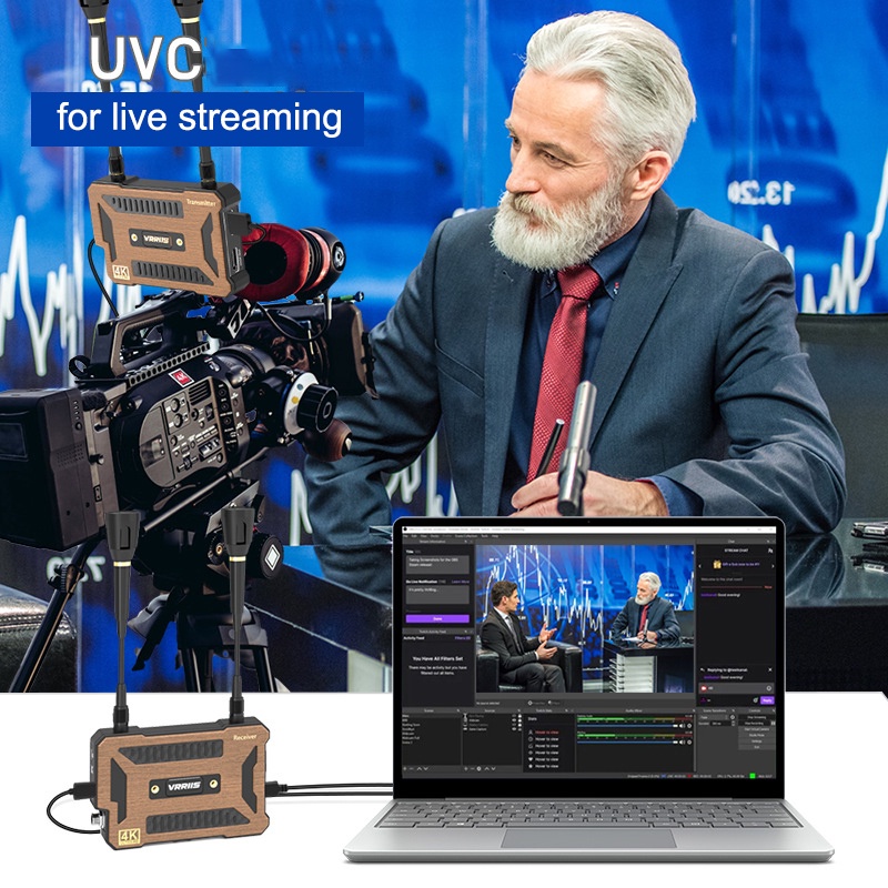 200m 4K Wireless Transmission System HDMI Extender for Camera Live Streaming Support Battery UVC ...