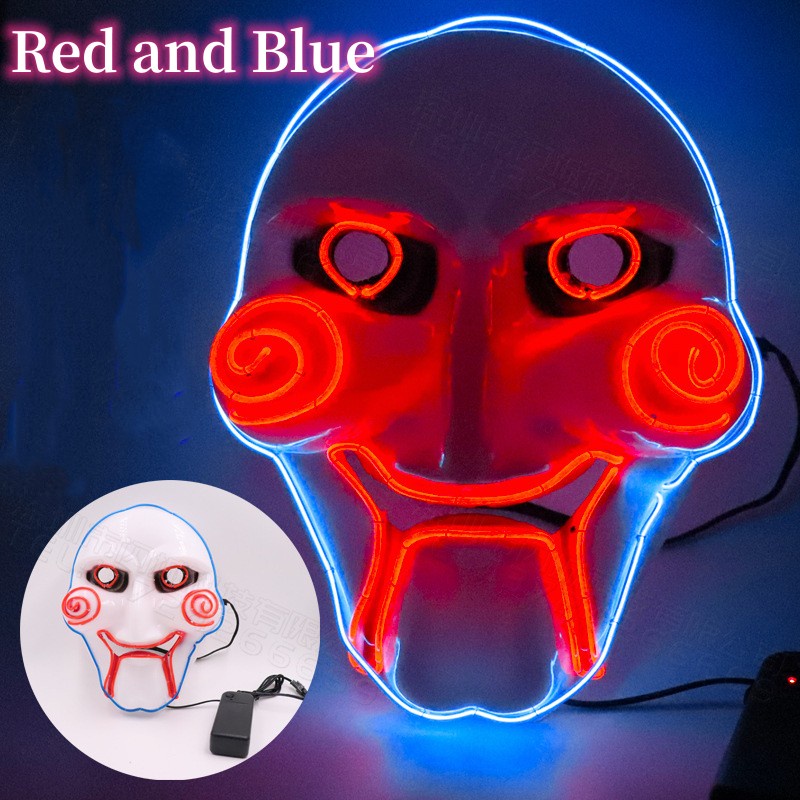 Led Luminous Chainsaw Soul Horror Frightening Mask Full Face Grimace ...