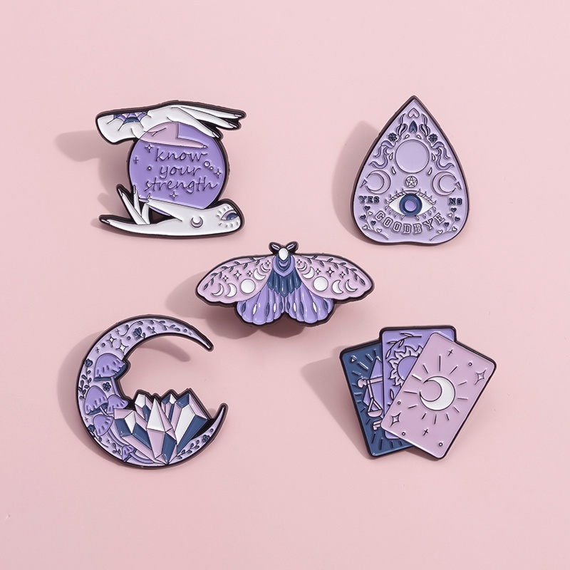 Gothic Witch Enamel Pins Brooches Witchcraft Butterfly Moon Phase Magic ...