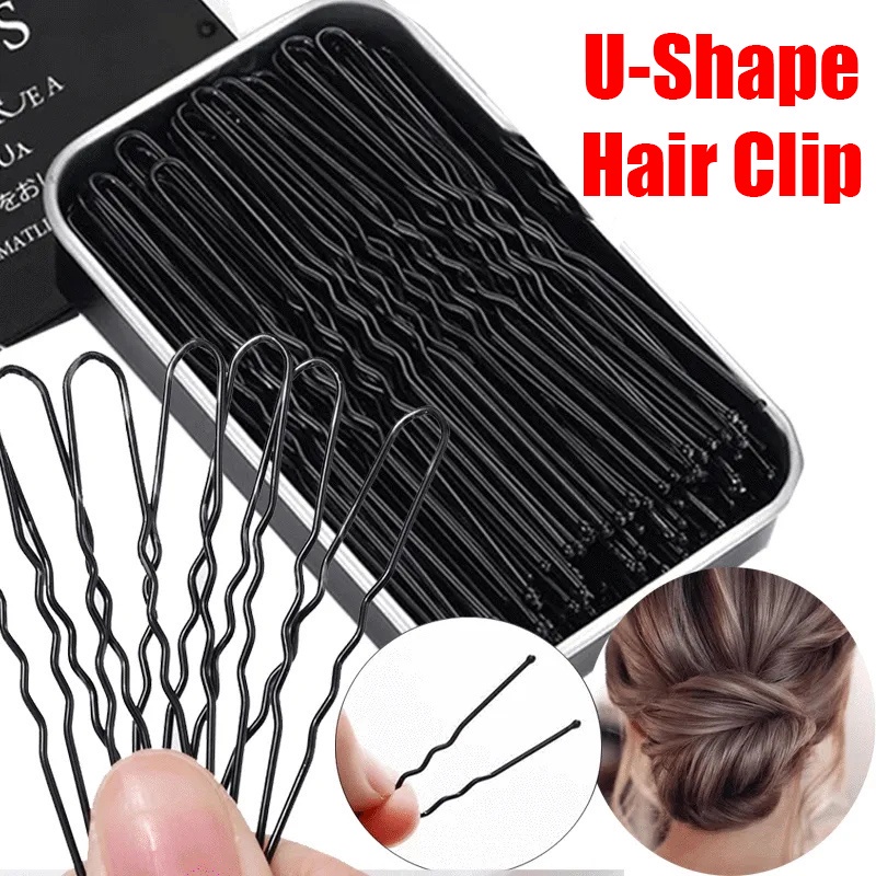1Pc Black U-Shaped Coiled Hair Clip/Women Salon Fixed Hairpin Hairstyle ...
