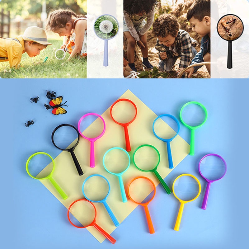 Mini Magnifying Glass Handheld Magnifier Reading 25/40/50/60mm Children ...