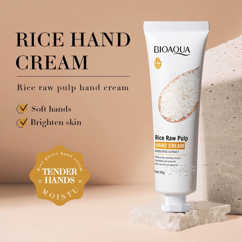 BIOAQUA Rice Raw Pulp Hand Cream Moisturizing Brighten Anti-cracking ...