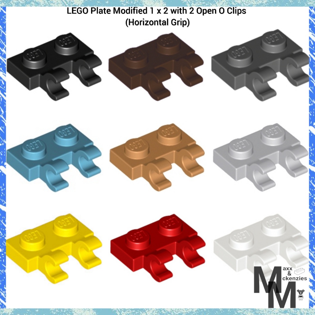 Plate, Modified 1x2 with 2 Open O Clips (Horizontal Grip) (60470b) LEGO ...