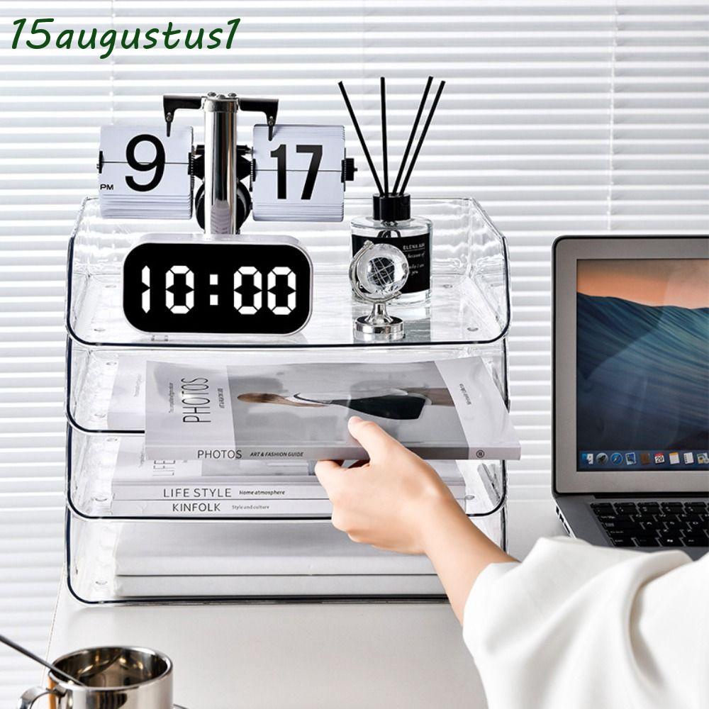 AUGUSTUS A4 File Storage Tray, Desktop Organizer Papers Rack Stackable ...