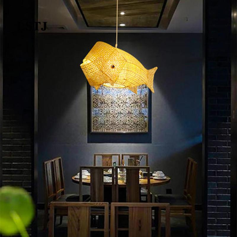 [Lstjj] Bamboo Pendant Lamp Shade Bar Bedroom Office Tea Room Hanging ...