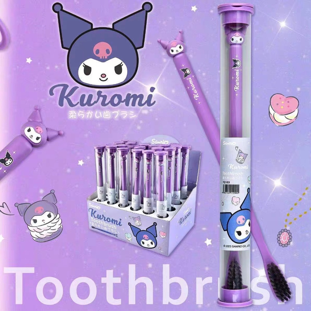 Sanrio Kuromi Toothbrush Cinnamoroll Bamboo Charcoal Fiber Toothbrush ...