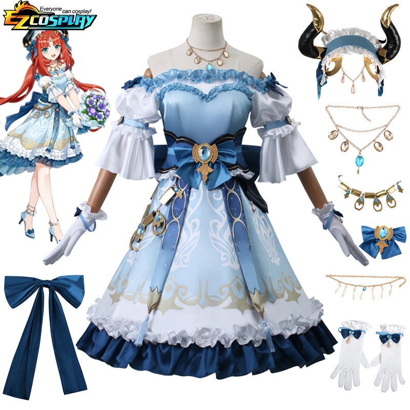 Game Genshin Impact Nilou Cosplay Costume Red Wig Dress Uniform