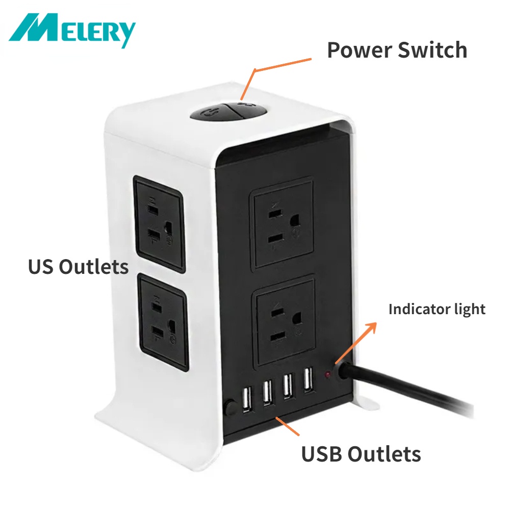 USB Power Strip Vertical Electrical Socket Surge Protector US Plug ...