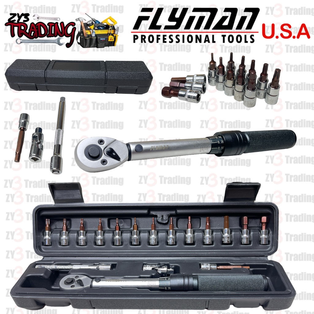 Flyman USA Click Torque Wrench 1/4 Drive With Allen Socket Bit Set ...