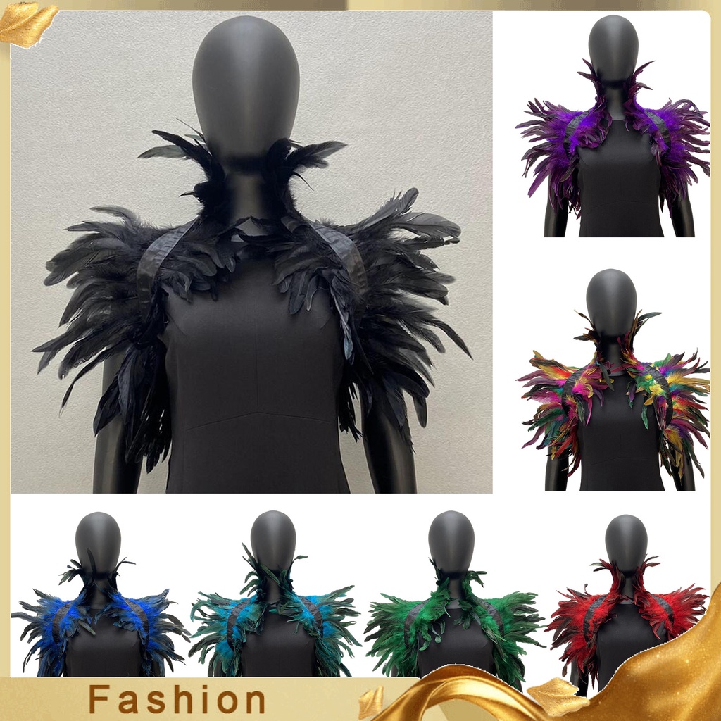 StFJ_ Feather Shrug Shawl Shoulder Wrap Cape Soft Adjustable Retro ...