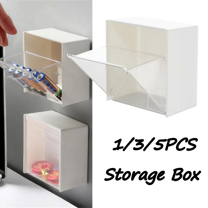 1/3/5Pcs Self-adhesive Flip-top Small Storage Box Organizer ...