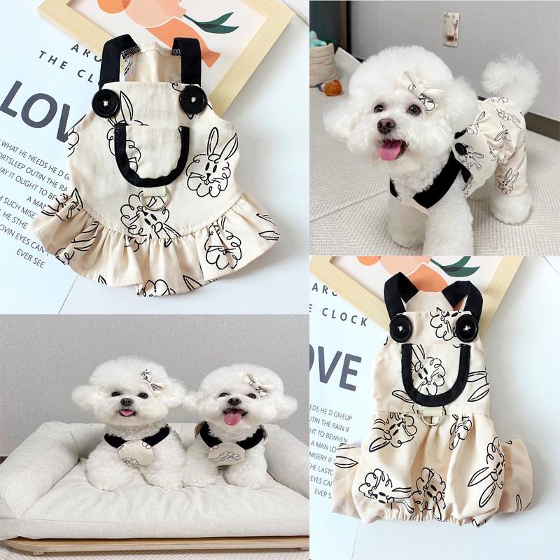 Dog Clothes for Shih Tzu Teddy Couple Sling Strap Skirt Jumpsuit Pet ...