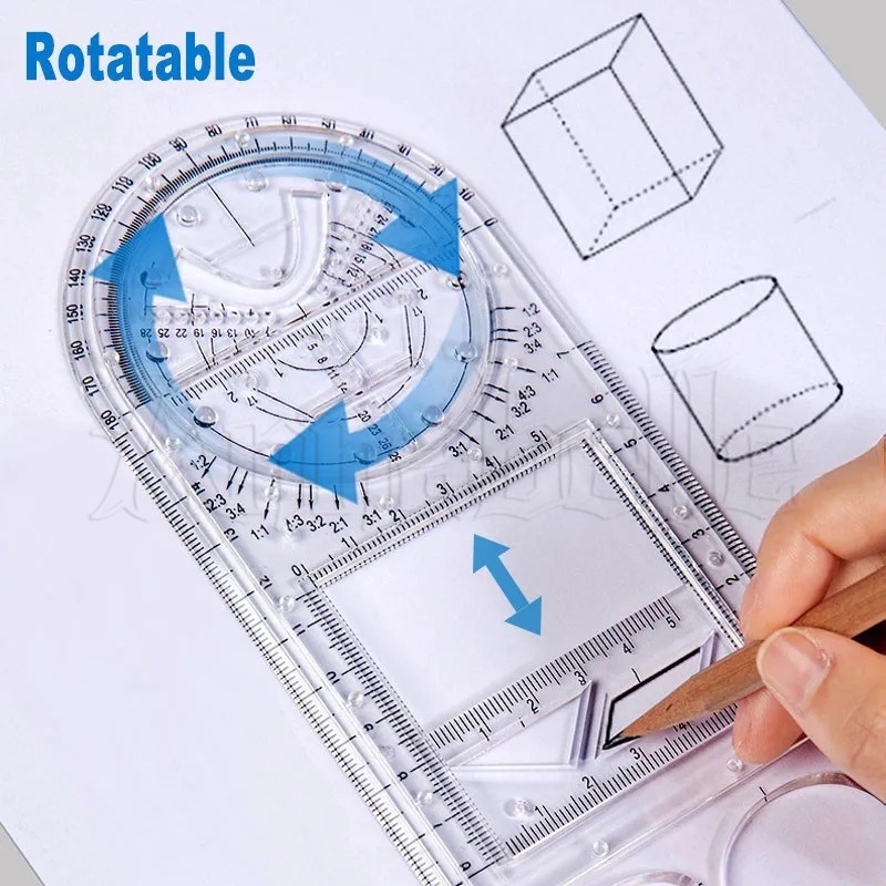 Rotating Quick Drawing Template Ruler / Multifunctional Geometric ...