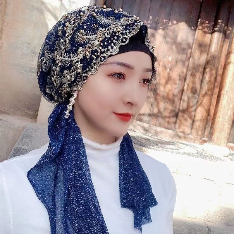 Dikamaina Tudung Cap Lace Instant Hijab Hat Muslim Headscarf Ethnic ...