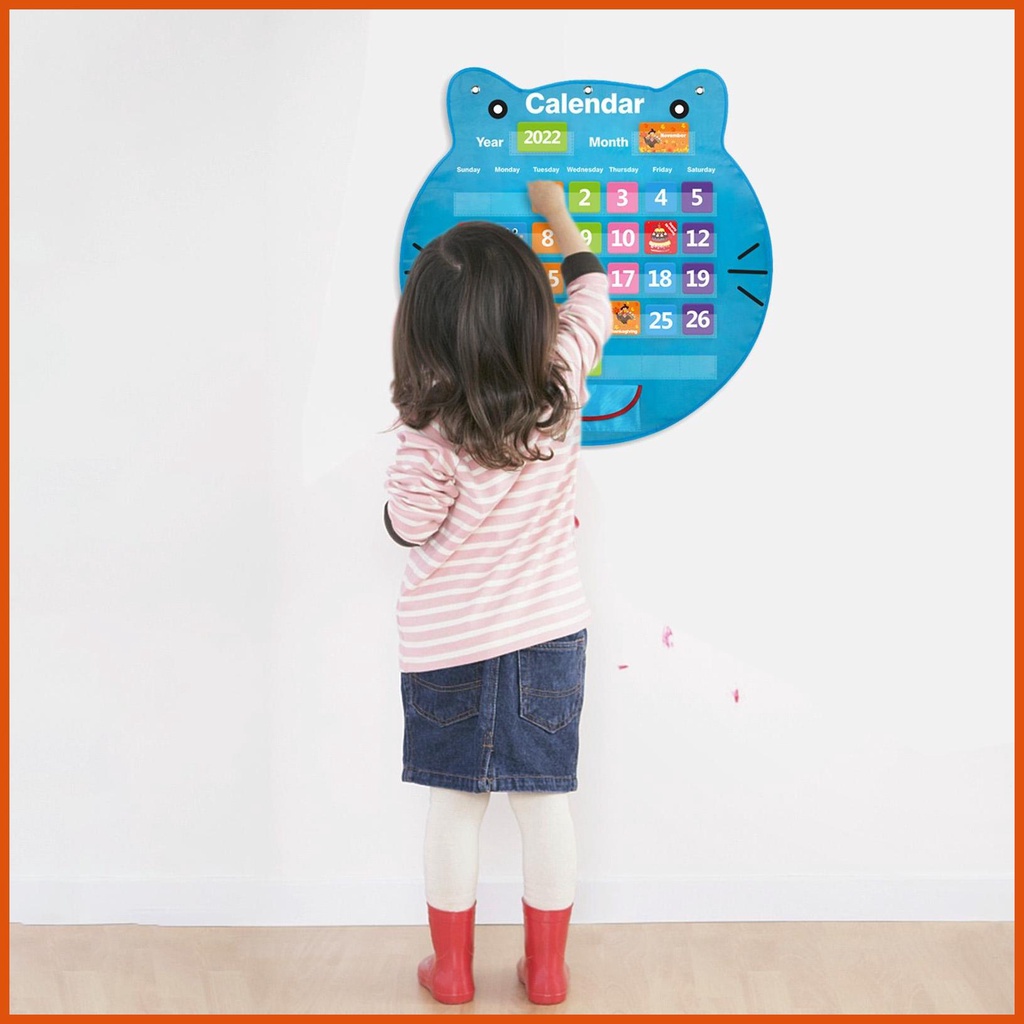 Pocket Chart Calendar Cartoon Cat Shape Calendar Elementary Pocket ...