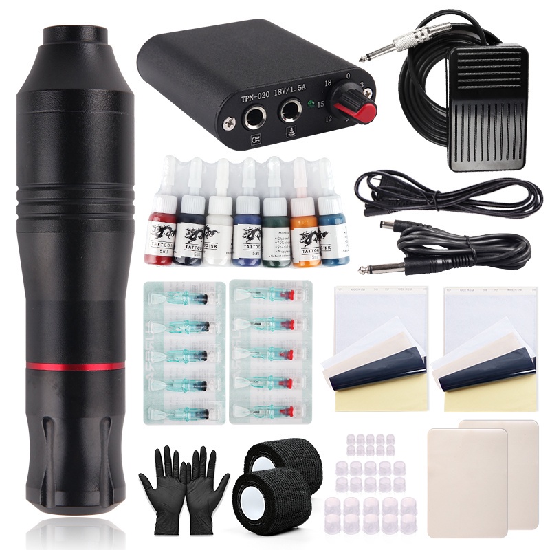 Professional Complete Tattoo Kit Rotary Tattoo Pen Machine Power Supply ...