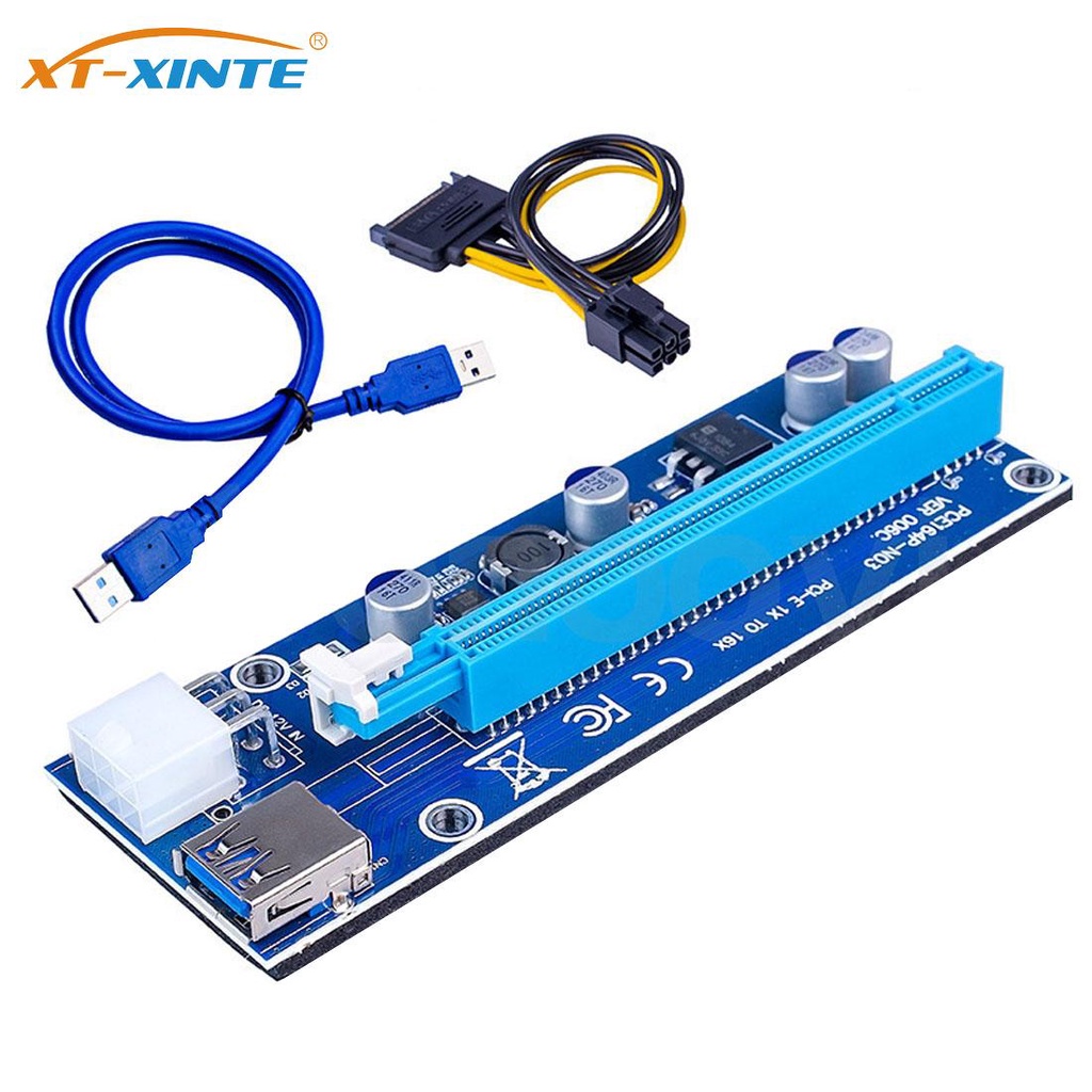 XT-XINTE CPU PCI-E Riser Card PCIE 1X to 16X 6Pin Power Extender PCIE ...