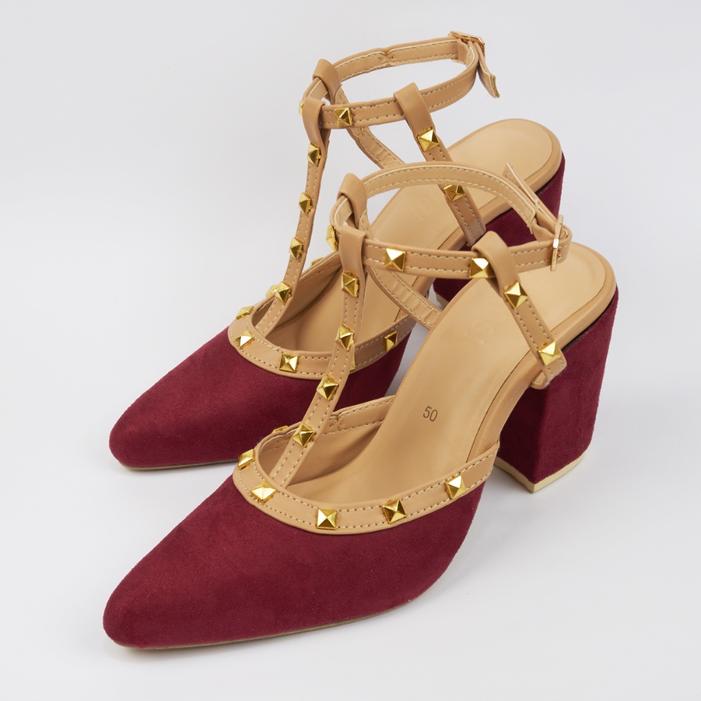 Nola In Maroon Pyrosi Wear Heeled Mules | Shopee Philippines