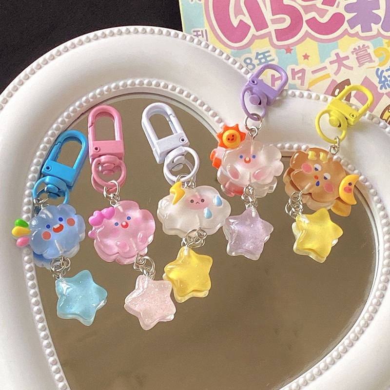 Cute Key Chain Creative Pentagram Cloud Key Ring Star Keychain Student ...