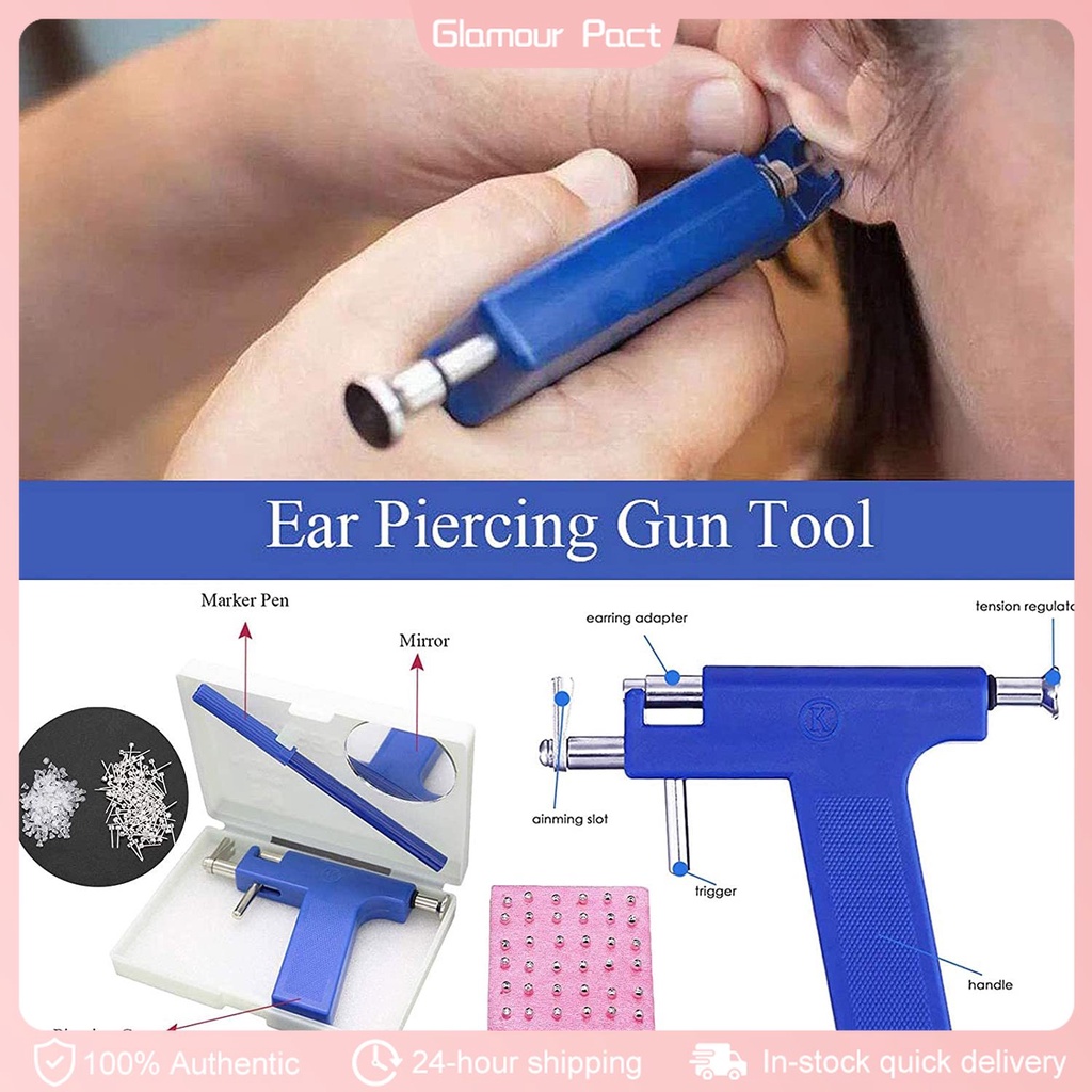 Ear Piercing Set With 98pcs Stud Earings Painless Sterile Earnuts Body ...