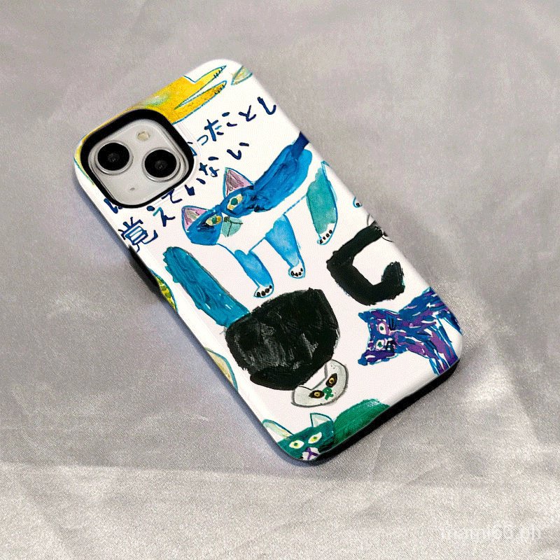 Graffiti cat film two-in-one Apple phone case for iPhone 11 pro max 12 ...