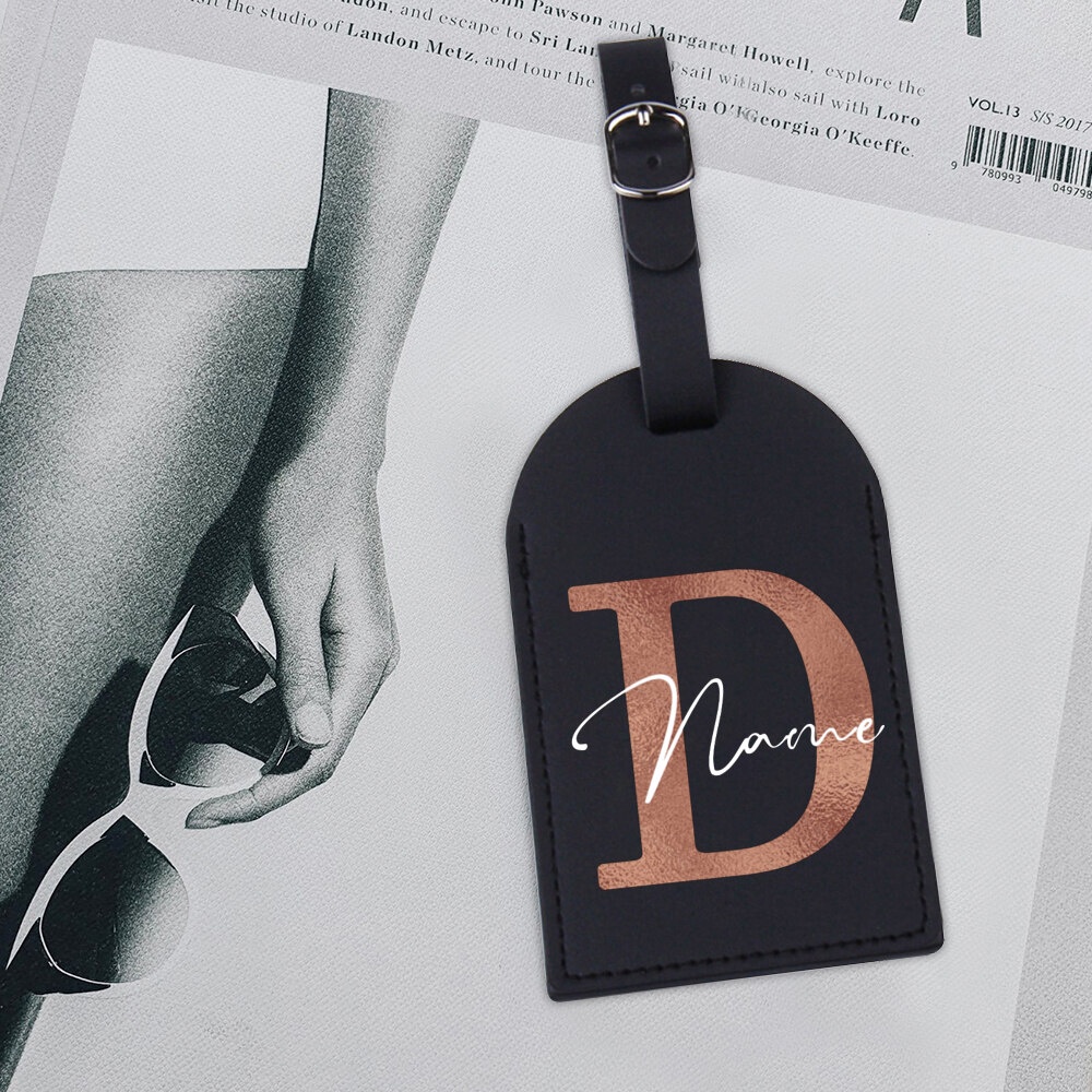 Personalised Initial with Name Monogram Luggage Tag PU Leather for ...