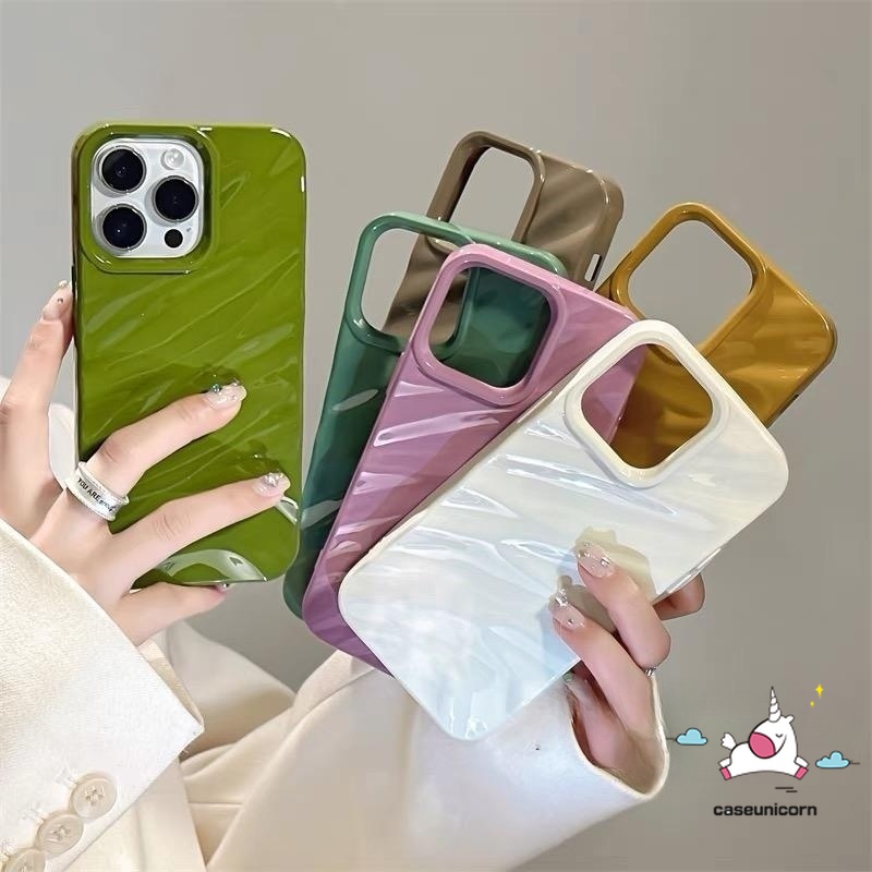 Solid Color 3D Wavy Grain Luxury Simple Anti-shatter Phone Case ...