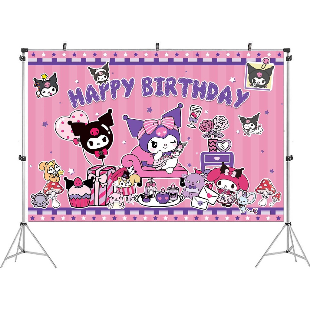 My Melody Birthday Backdrop Party Decorative Sanrio Anime Background ...