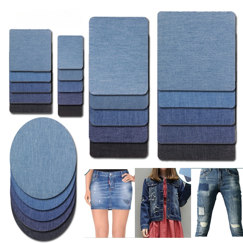 Clothing Patches Denim Patch Kit Fabric Iron On Jeans Repair Mending ...