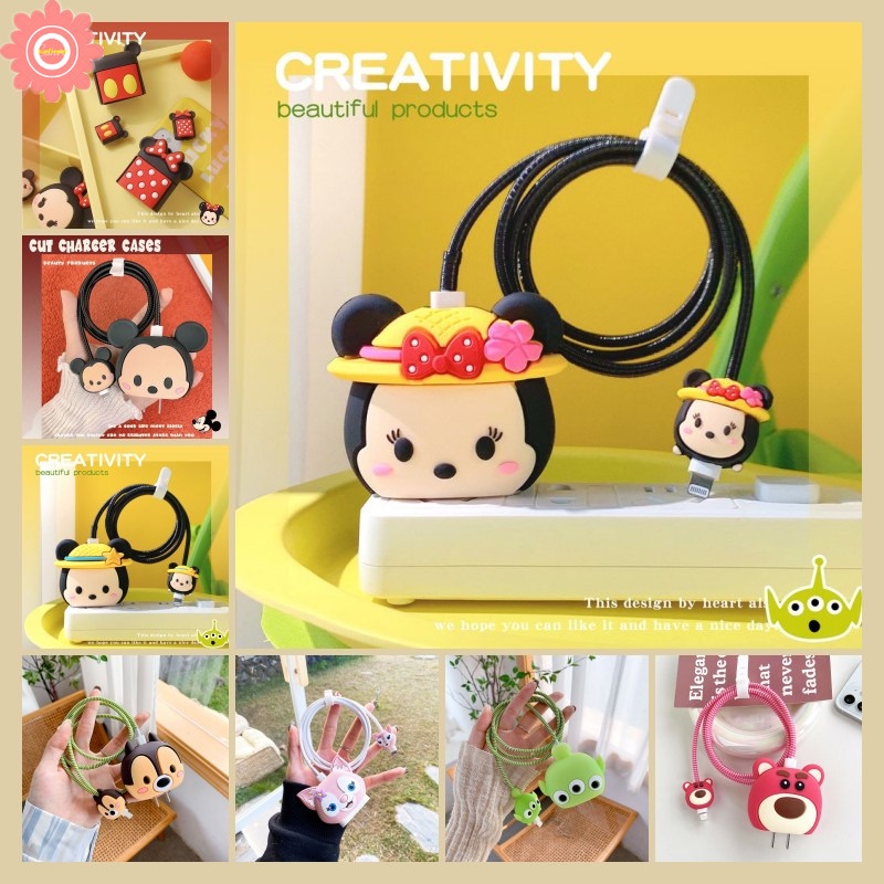 4 in 1 Set Cable Protector Cute Cartoon Disney Mickey Minnie Toy Story ...