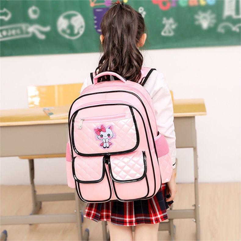 Children's Cartoon Cute Cat School Bag Girls Waterproof PU Backpack ...