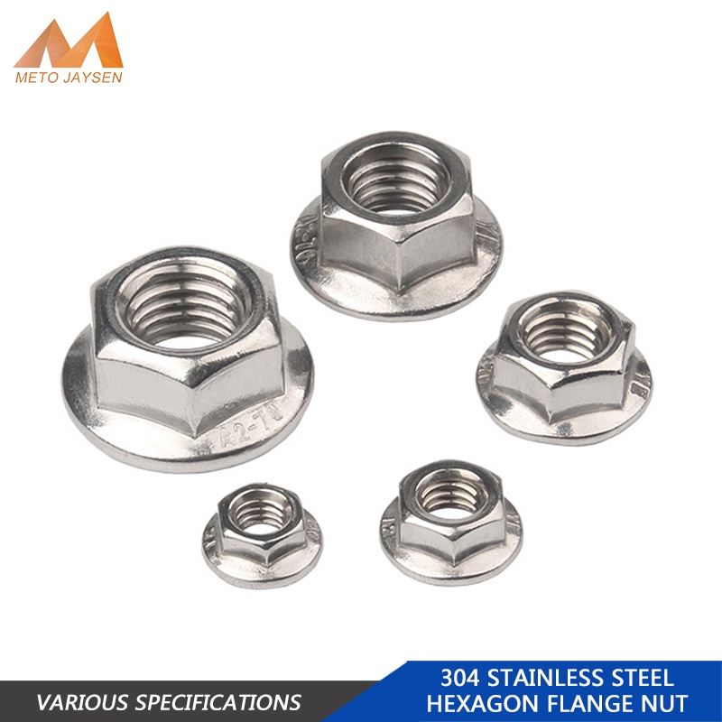 304 Stainless Steel Hex Flange Insert Lock Nut M3 M4 M5 M6 M8 M10 M12 Self-locking Locknut ...
