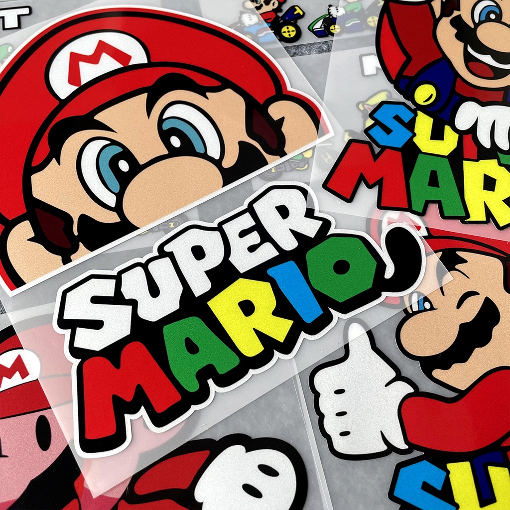 Super Mario Cute Cartoon Decor Reflective Car Stickers Auto Body Window ...