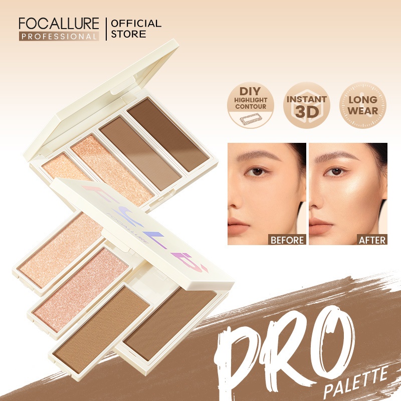 FOCALLURE DIY Highlighter Contour Pro-palette 3D Sculpture High Pigment ...