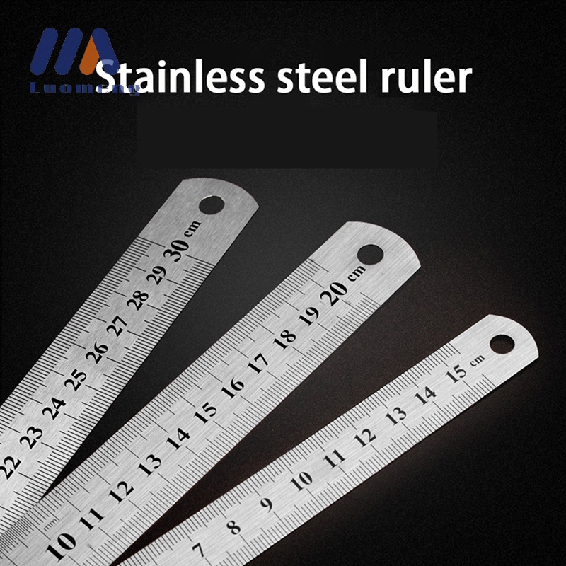 LuoMeng 15-30cm Stainless Steel Metal Straight Ruler Tool Double Sided ...