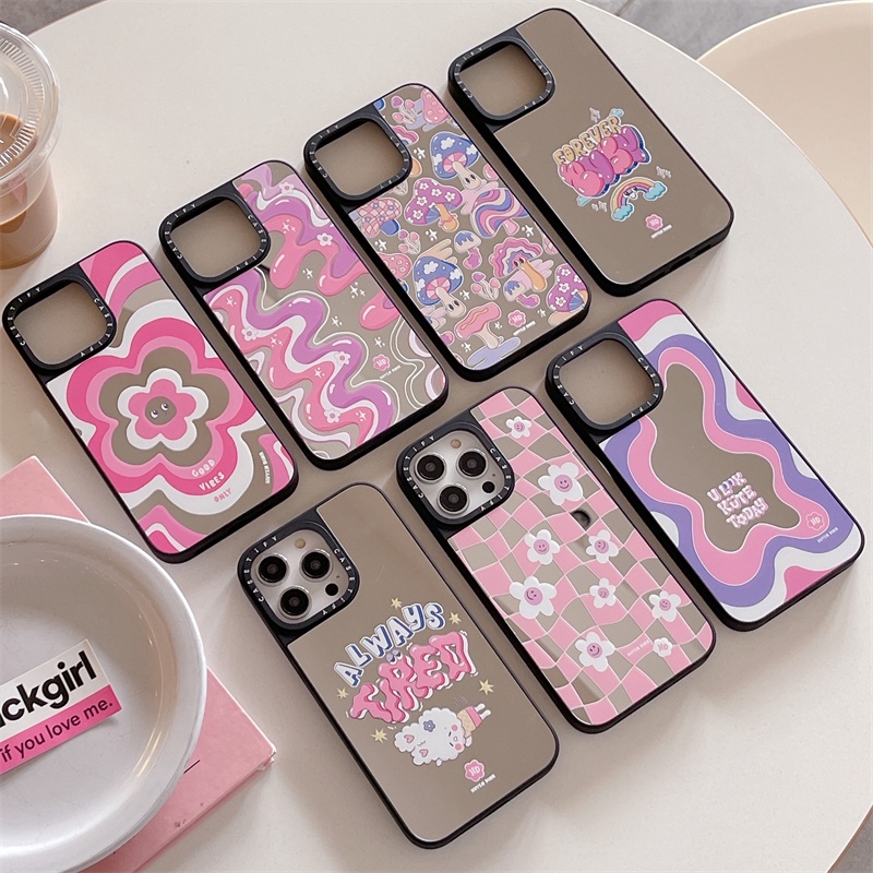 CASETiFY Pink Y2K Flower Pattern Mirror iPhone Case For 15 Pro Max 14 ...