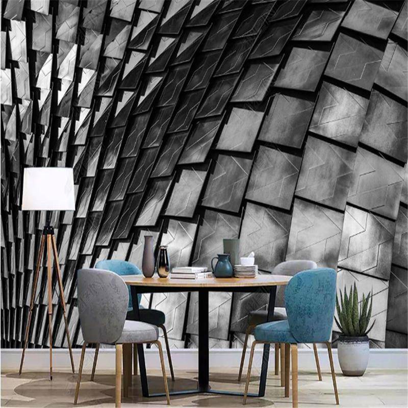Custom Nordic Abstract Black and White Architecture Geometric Pattern ...