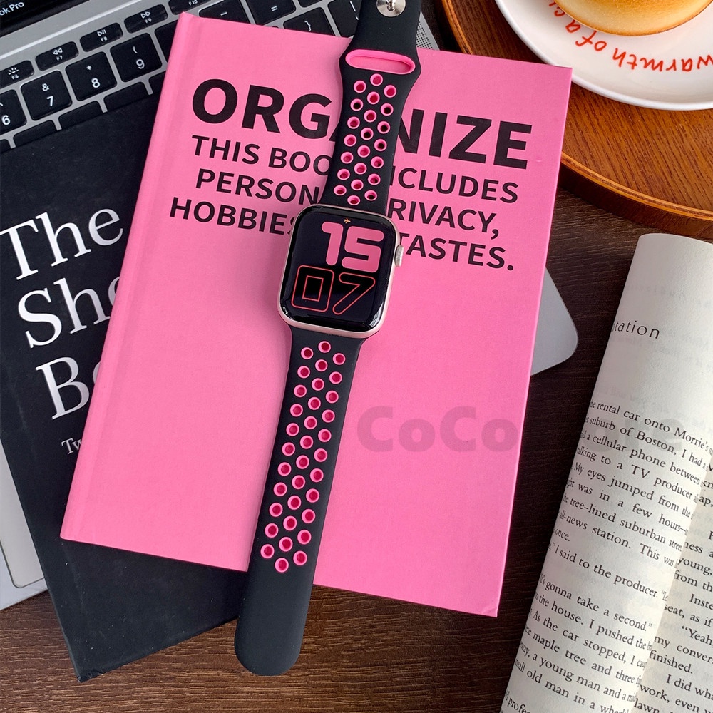 Barbie Pink Hollow Silicone iWatch Strap For iWatch Band 44mm 40mm 42mm ...