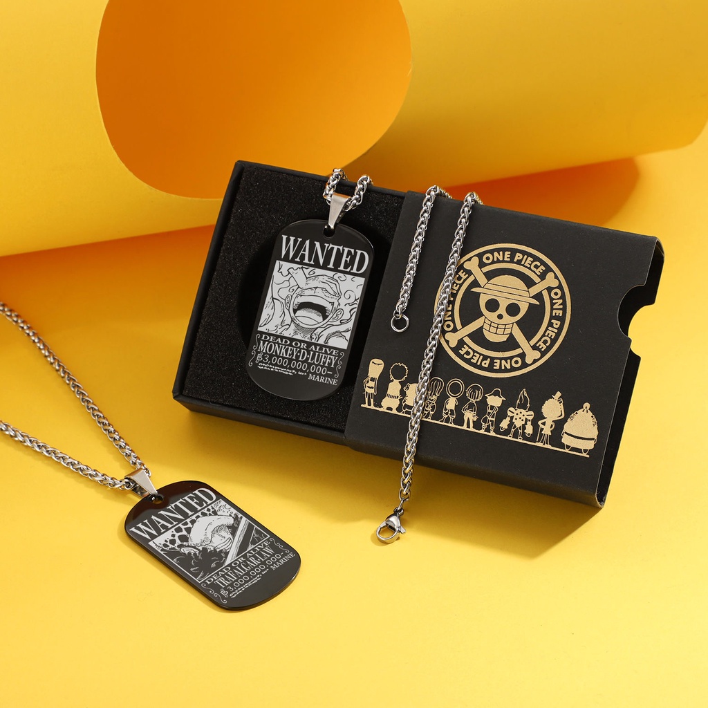 One Piece Wanted Poster Necklace Pendant Luffy Zoro Ace Bounty Wanted ...