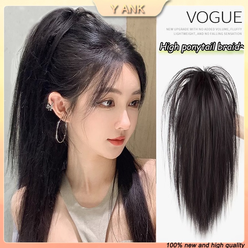 【YAN】40CM Straight Ponytail Wig with Claw Clip Hair Extension for Women ...