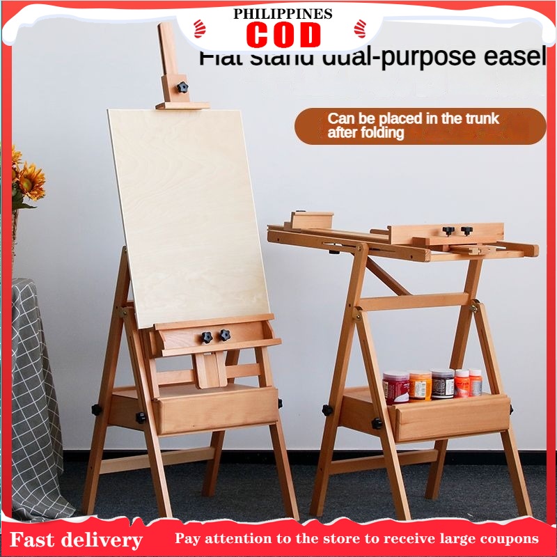 Art Table Pahalang at Vertical Folding Shelf Drawer Easel Drawing Table ...