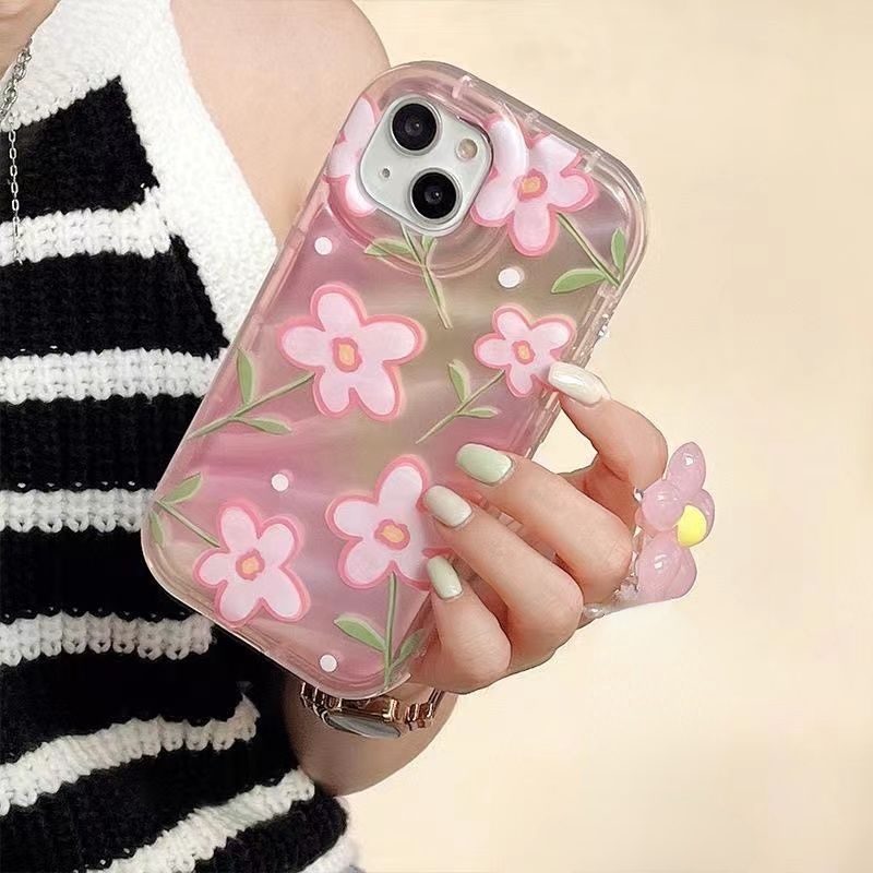 【Water Wave Pattern Pink Flowers】Laser 3D Phone Case Compatible for ...