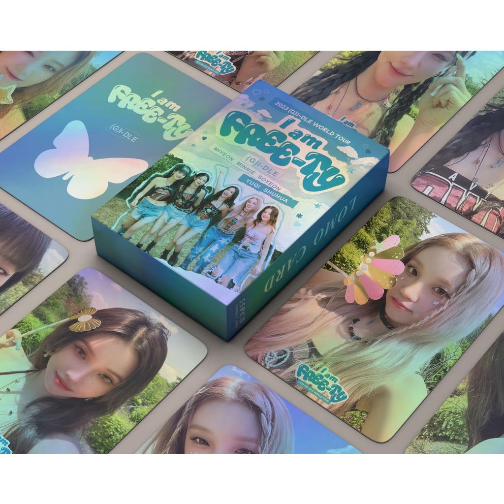 50-55pcs (G)I-DLE Hologram Laser LOMO cards Photocards Queencard I am FREE-TY I LOVE Album I ...