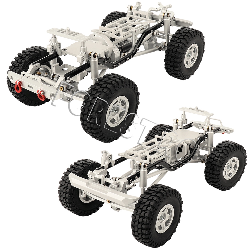 4WD Full Metal Chassis Frame Refit Kit with Two Steering axle Bumper Wheels Rim for Axial 1/24 ...