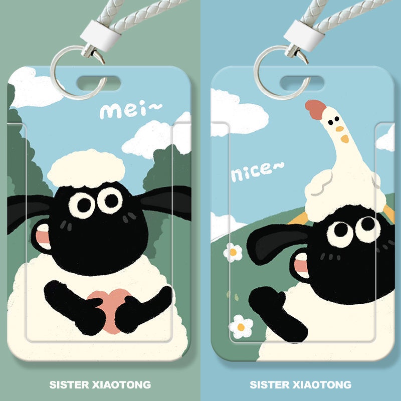 Cute Cartoon Shaun the Sheep Keychain Card Holder With hand rope ID ...