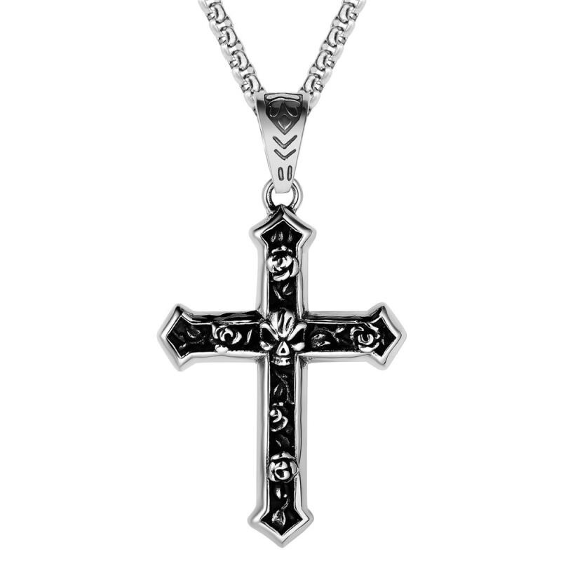 Vintage Fashion Hip Hop Punk Skull Cross Pendant Men's Necklace ...