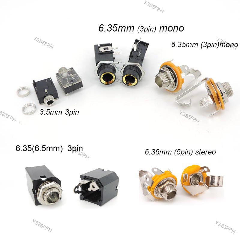 PJ Series Headphone PCB Mount female Jack socket 6.35mm 6.5 1/4" 3.5mm ...