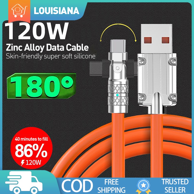 120W Super Fast Charge USB Cable Liquid Silicone Quick Charger Data ...